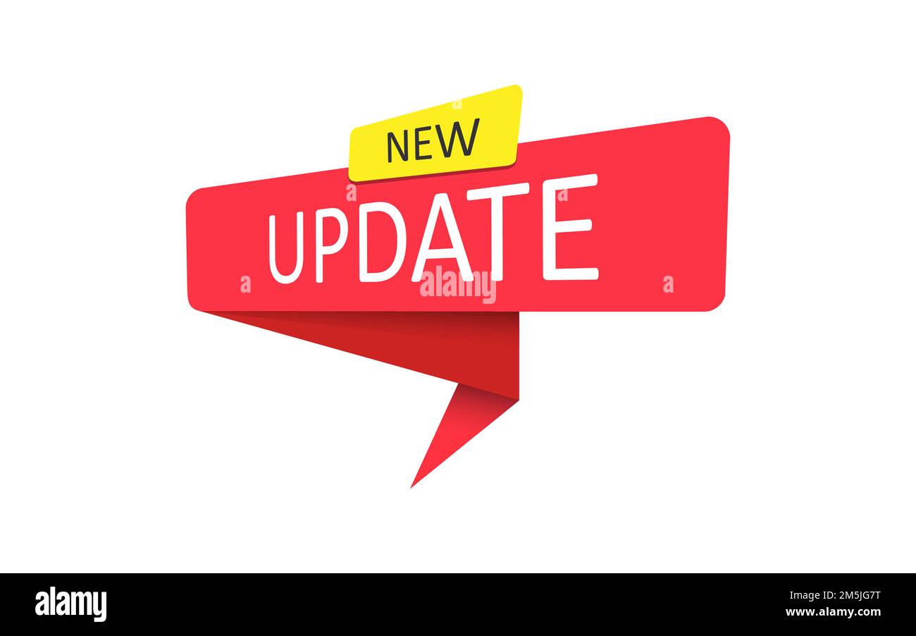 New Update. A red banner, pointer, sticker, label or speech bubble for ...