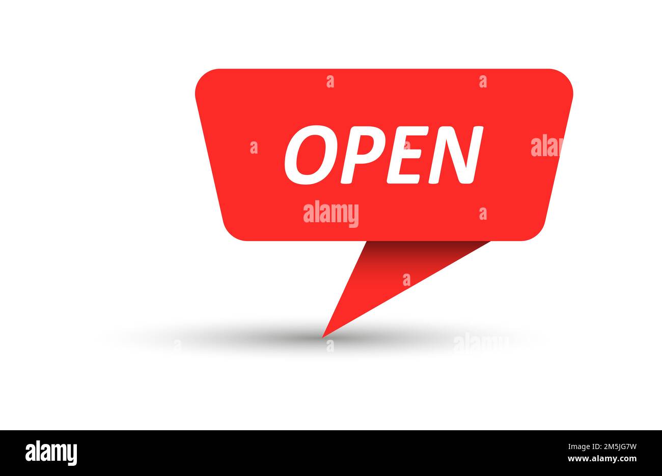 Open. Vector banner, pointer, sticker, label or speech bubble. Template ...