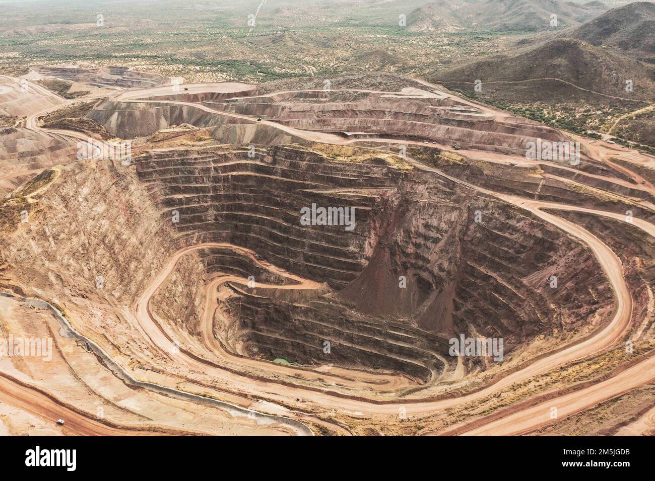 Gold mine pit, mining, industry, earth transformation, aerial ...