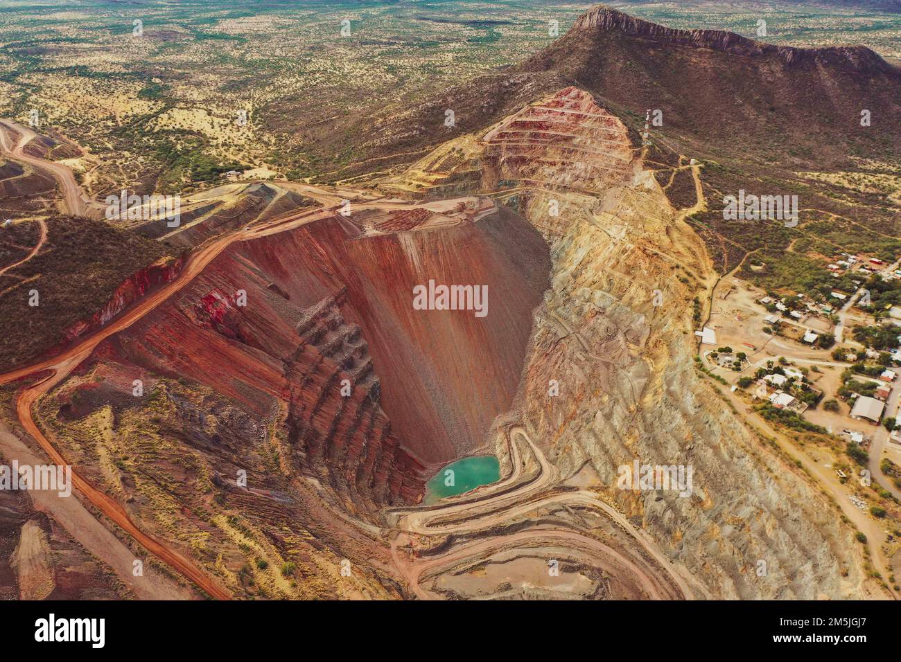 Gold mine pit, mining, industry, earth transformation, aerial ...