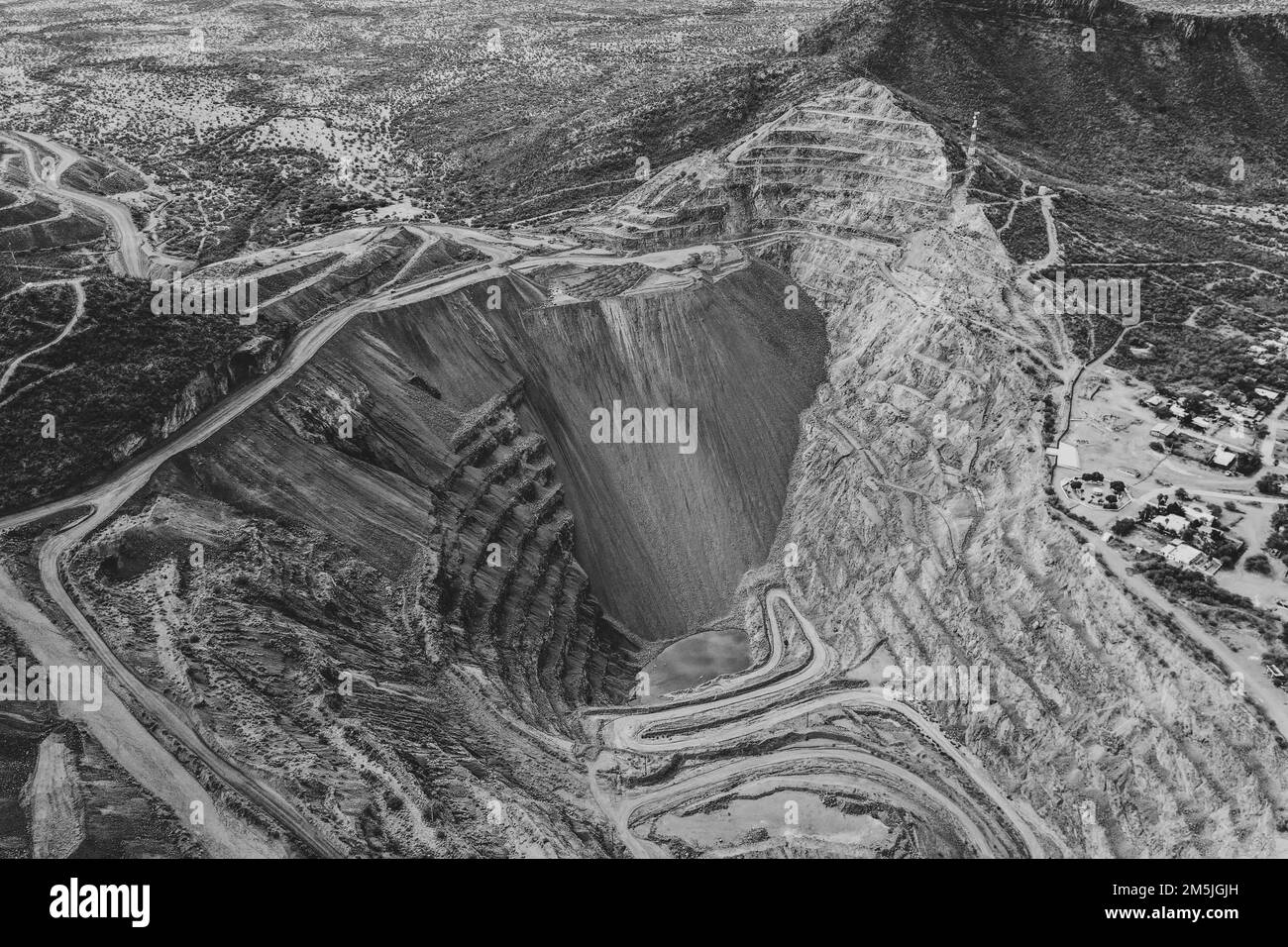 Gold mine pit, mining, industry, earth transformation, aerial ...