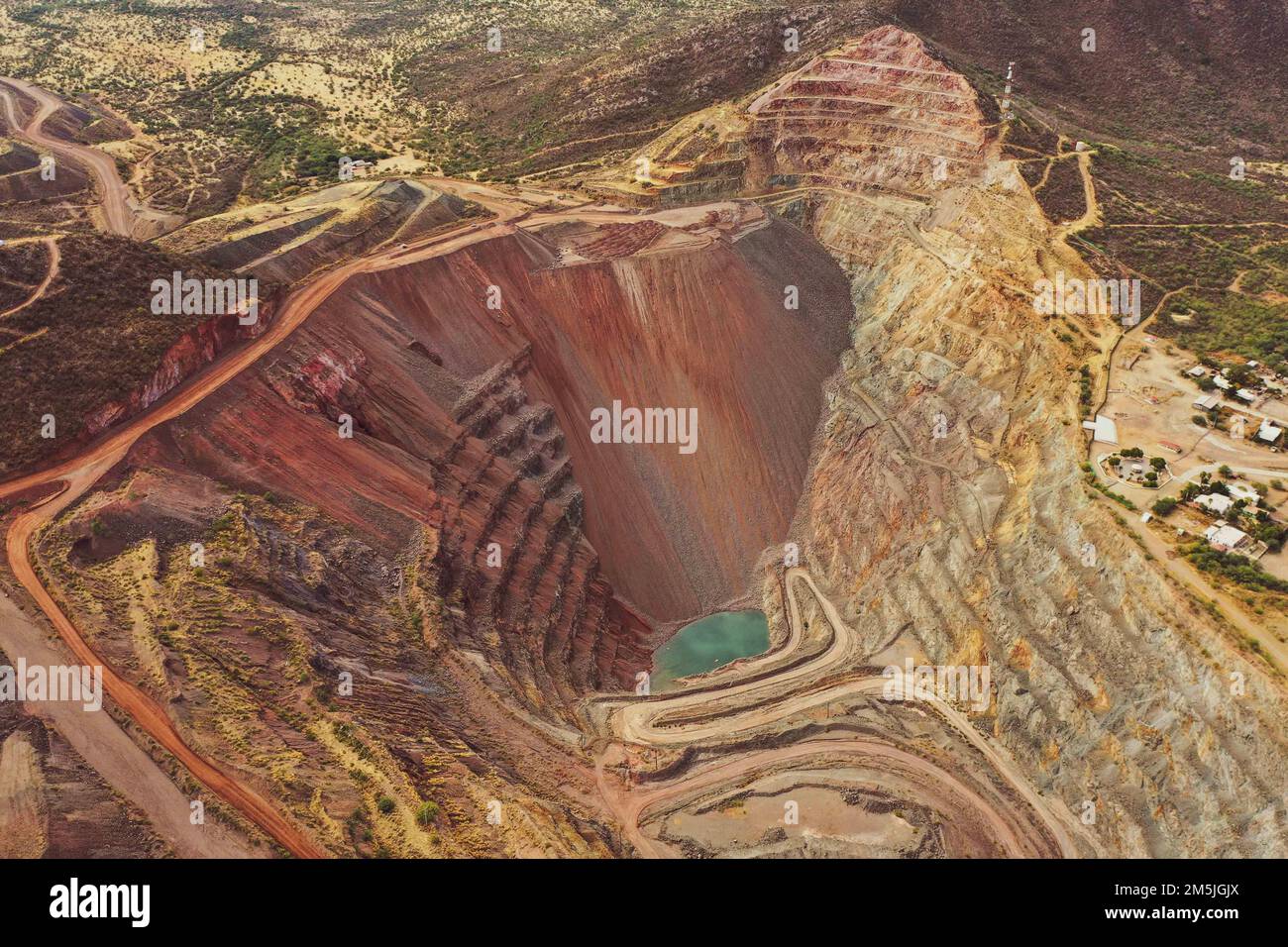 Gold mine pit, mining, industry, earth transformation, aerial ...