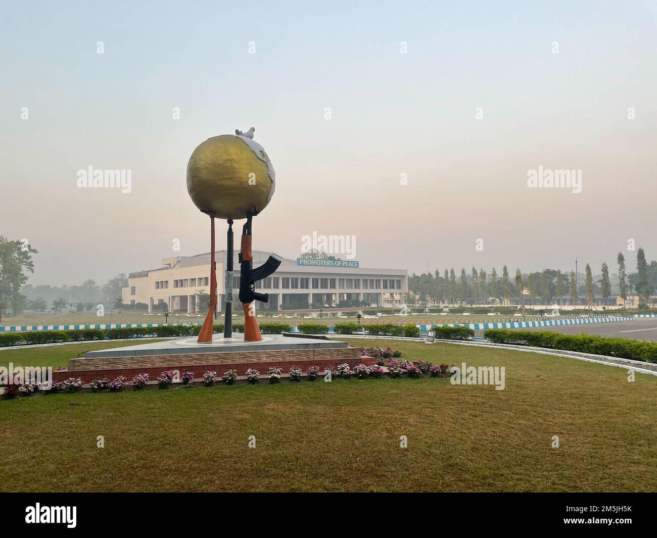 The morning sun highlights a statue out front of a training complex at ...