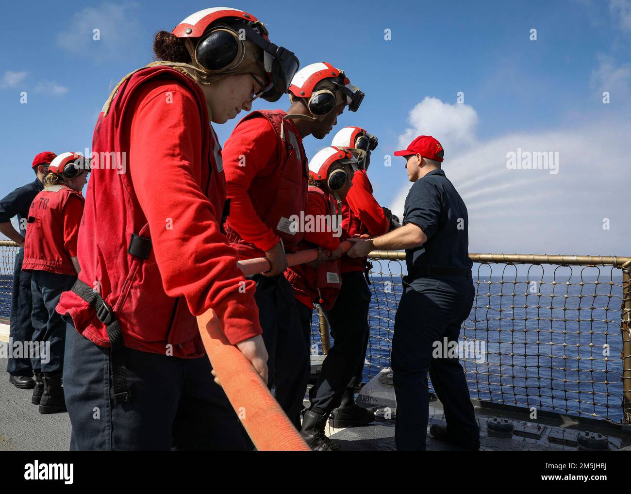 ATLANTIC OCEAN (March 19, 2022) – Sailors take turns relieving the ...