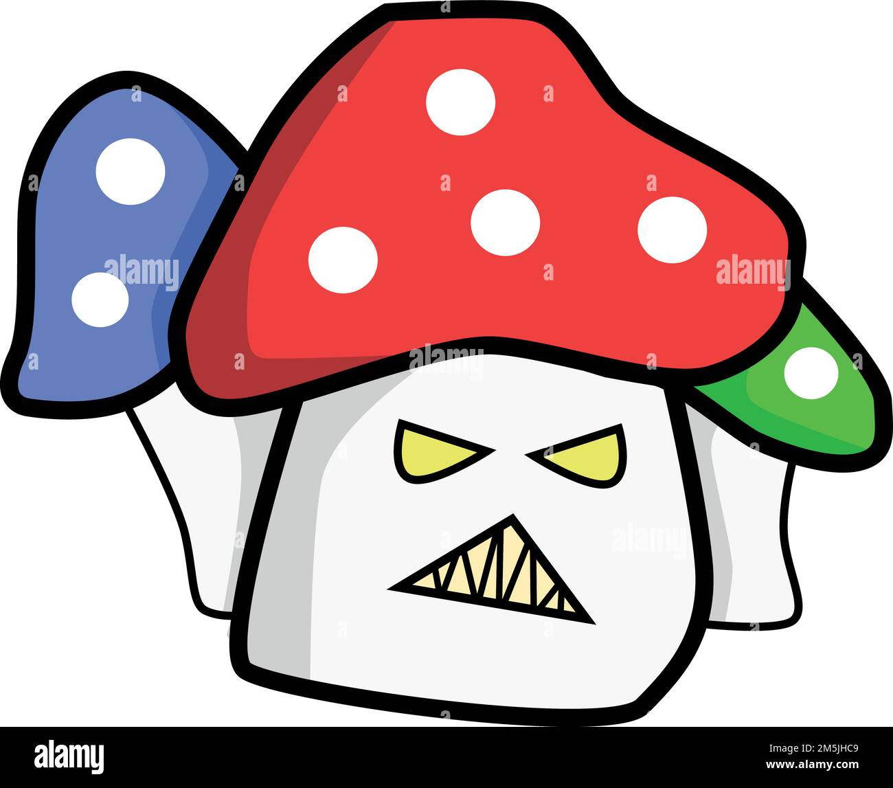 The angry mushroom cartoon characters with red blue and green hats ...