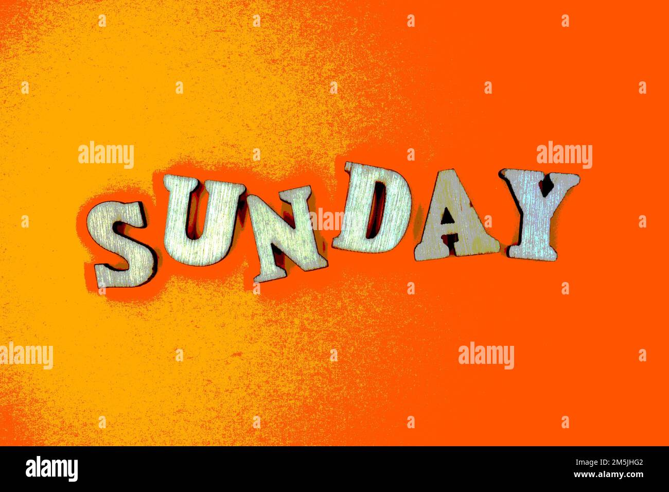 Sunday, 3d illustration word isolated on bright yellow and orange ...