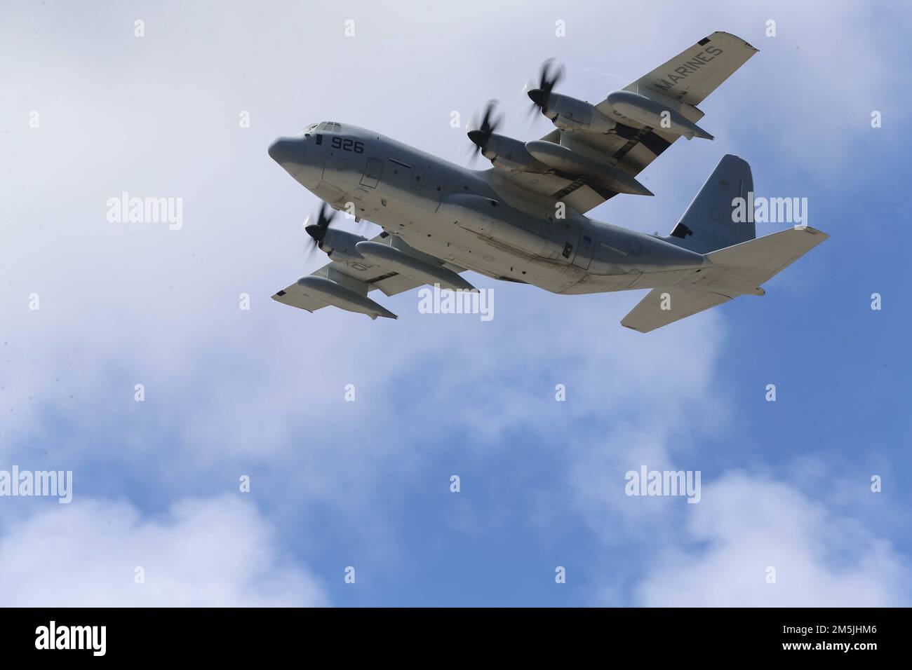 A U.S. Marine Corps KC-130J Hercules assigned to Marine Aerial Refueler ...