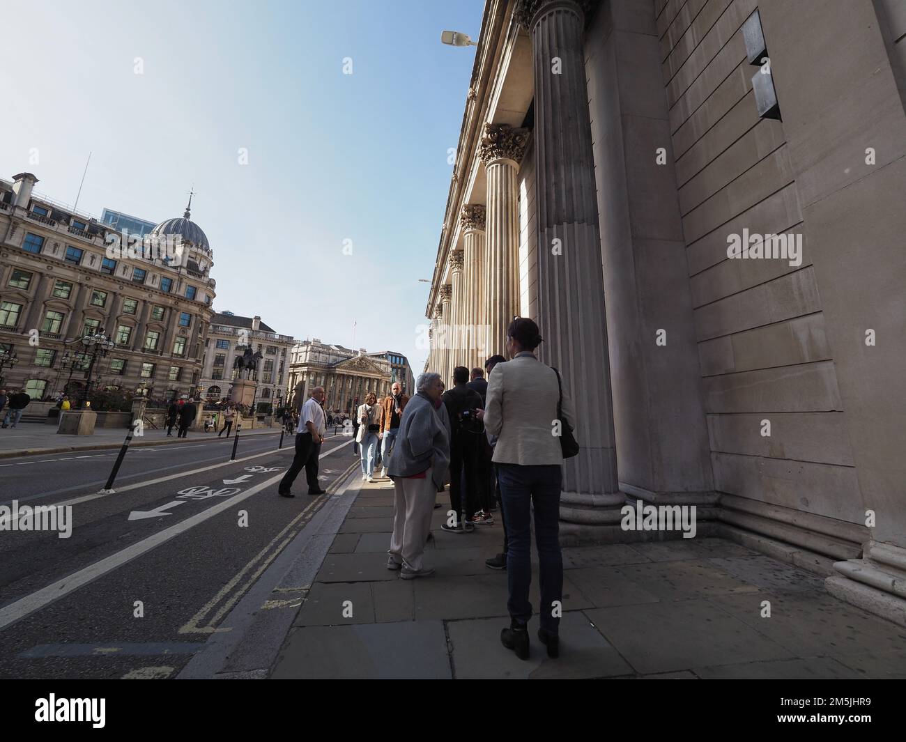 LONDON, UK - CIRCA OCTOBER 2022: People queueing at Bank of England BoE ...
