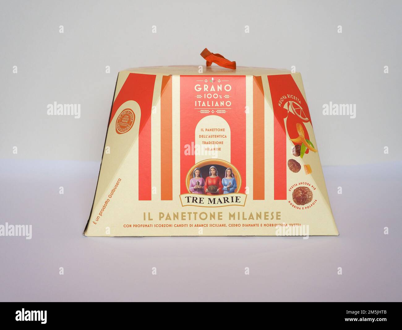 MILAN, ITALY - CIRCA DECEMBER 2022: Tre Marie Milanese panettone ...