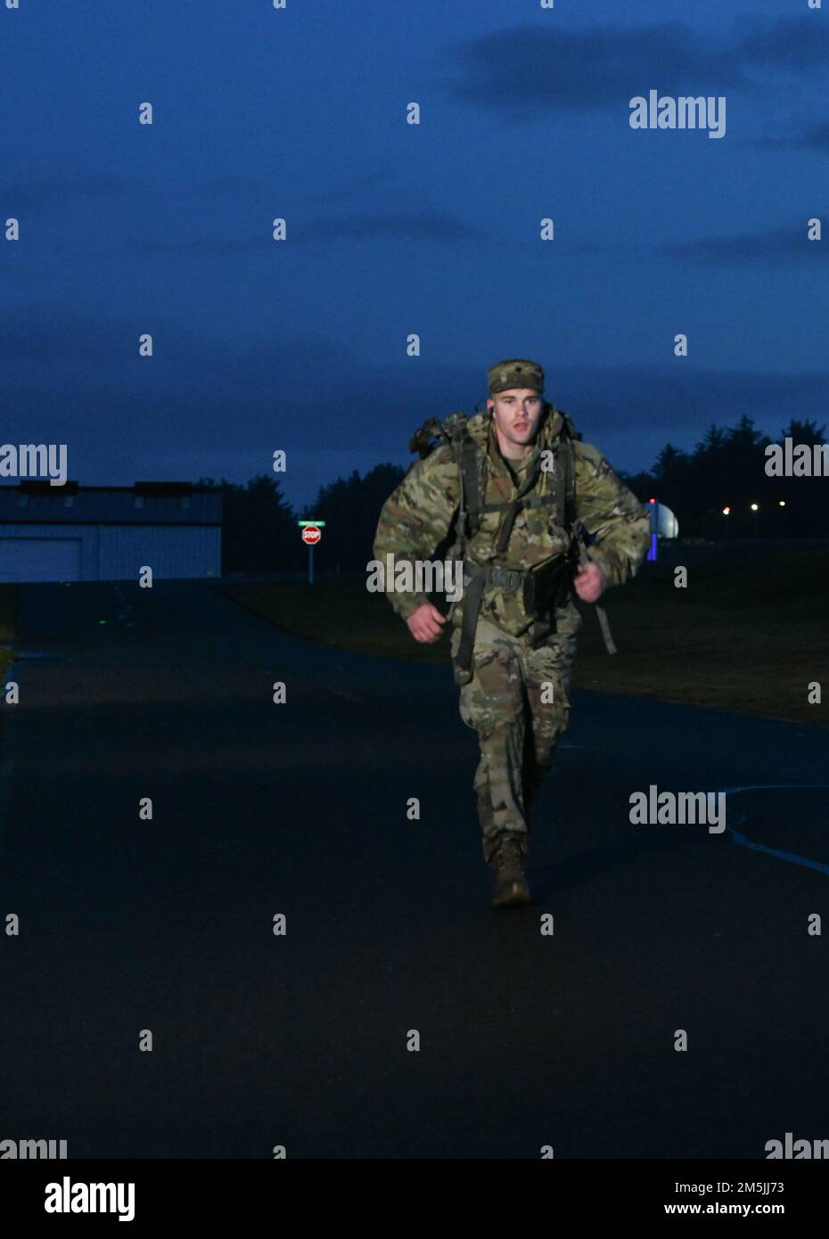 Oregon Army National Guard Soldiers finish an early morning 12-mile Ruck March during the 2022 ...