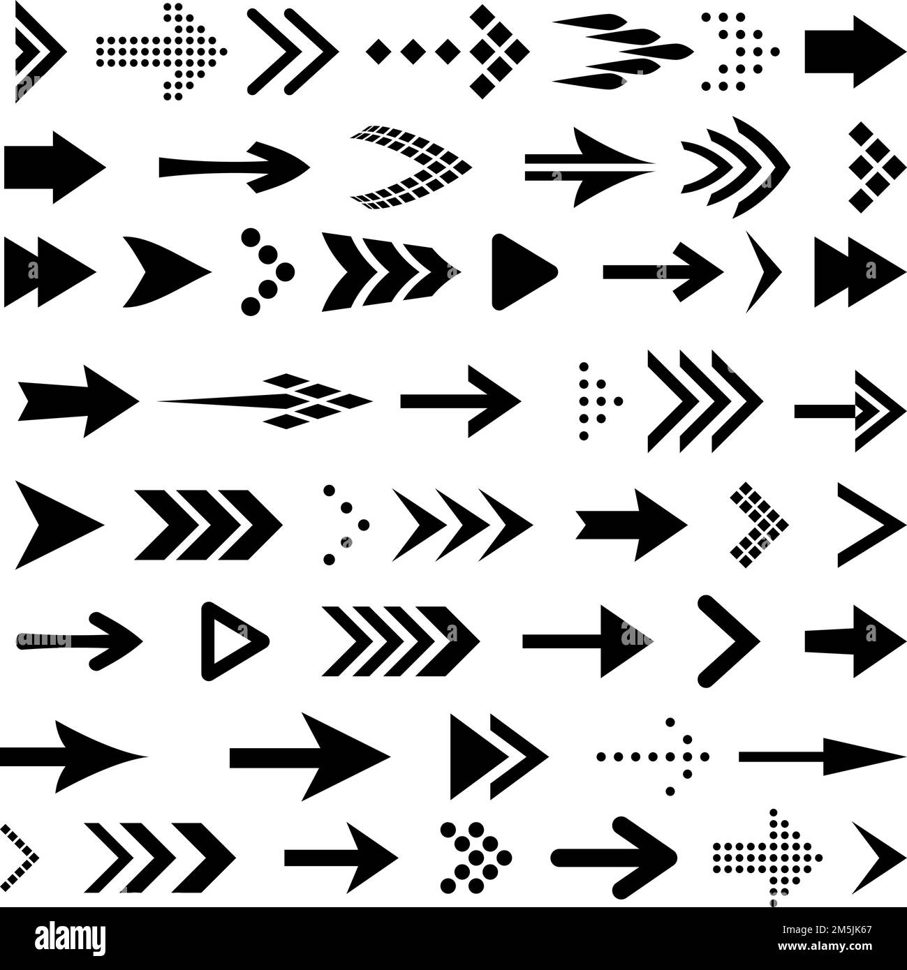 Big Icon Set of Flat Black Arrows. Isolated Arrow Icon Set Collection for Back and Next User ...