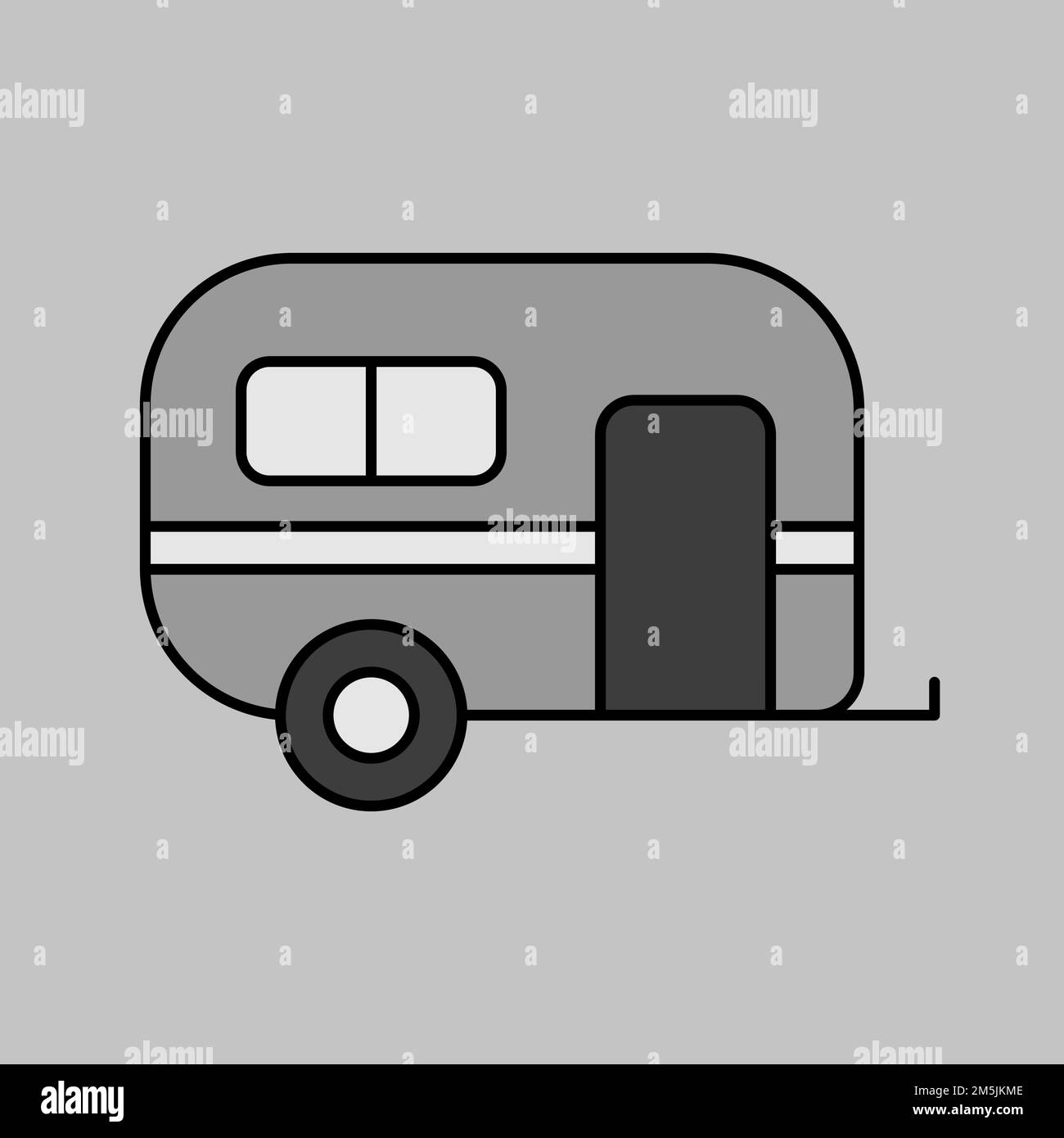 Caravan trailer vector isolated grayscale icon. Camping sign. Graph ...
