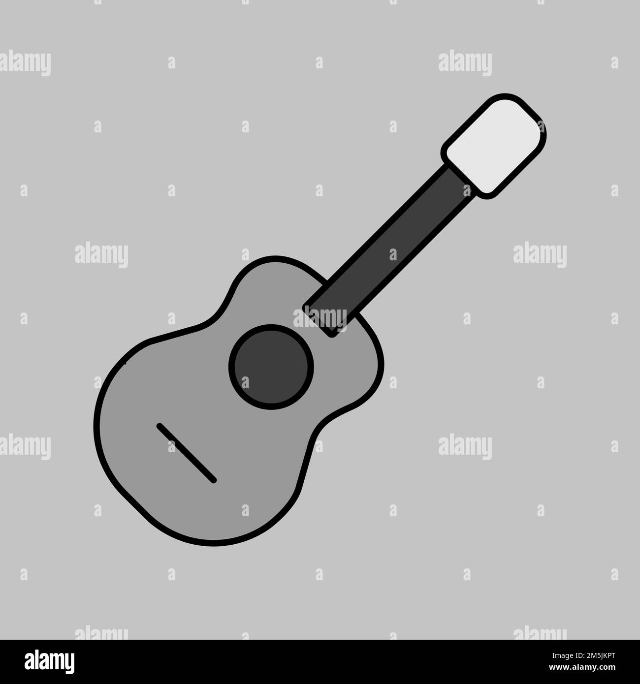 Classical acoustic guitar vector isolated grayscale icon. Graph symbol ...