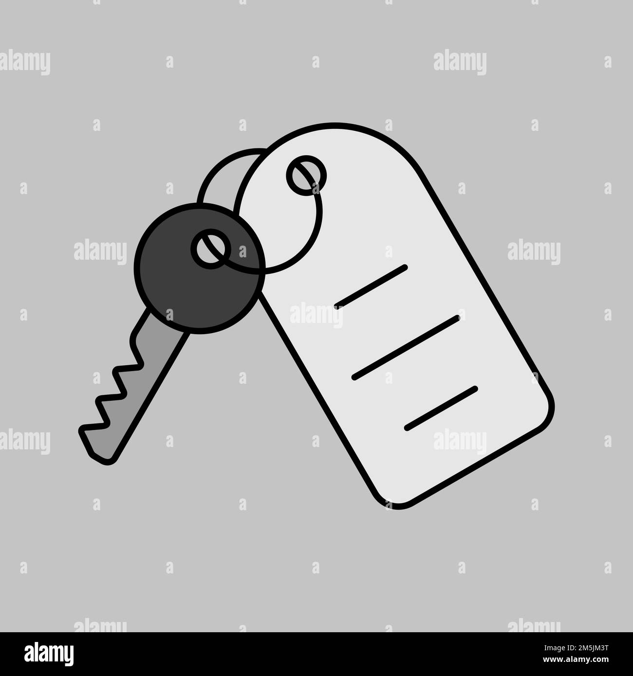 Hotel room key with number vector isolated grayscale icon. Graph symbol ...