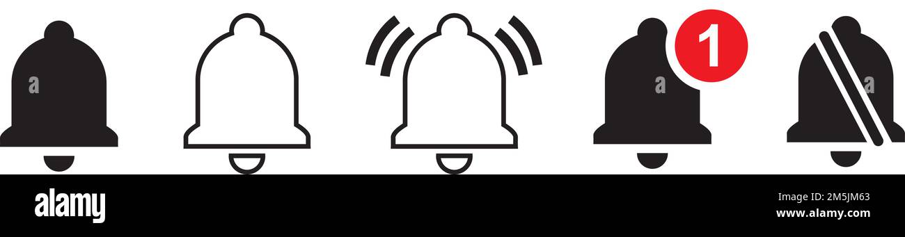 The black and white notification signs pack - the vector set of bell ...