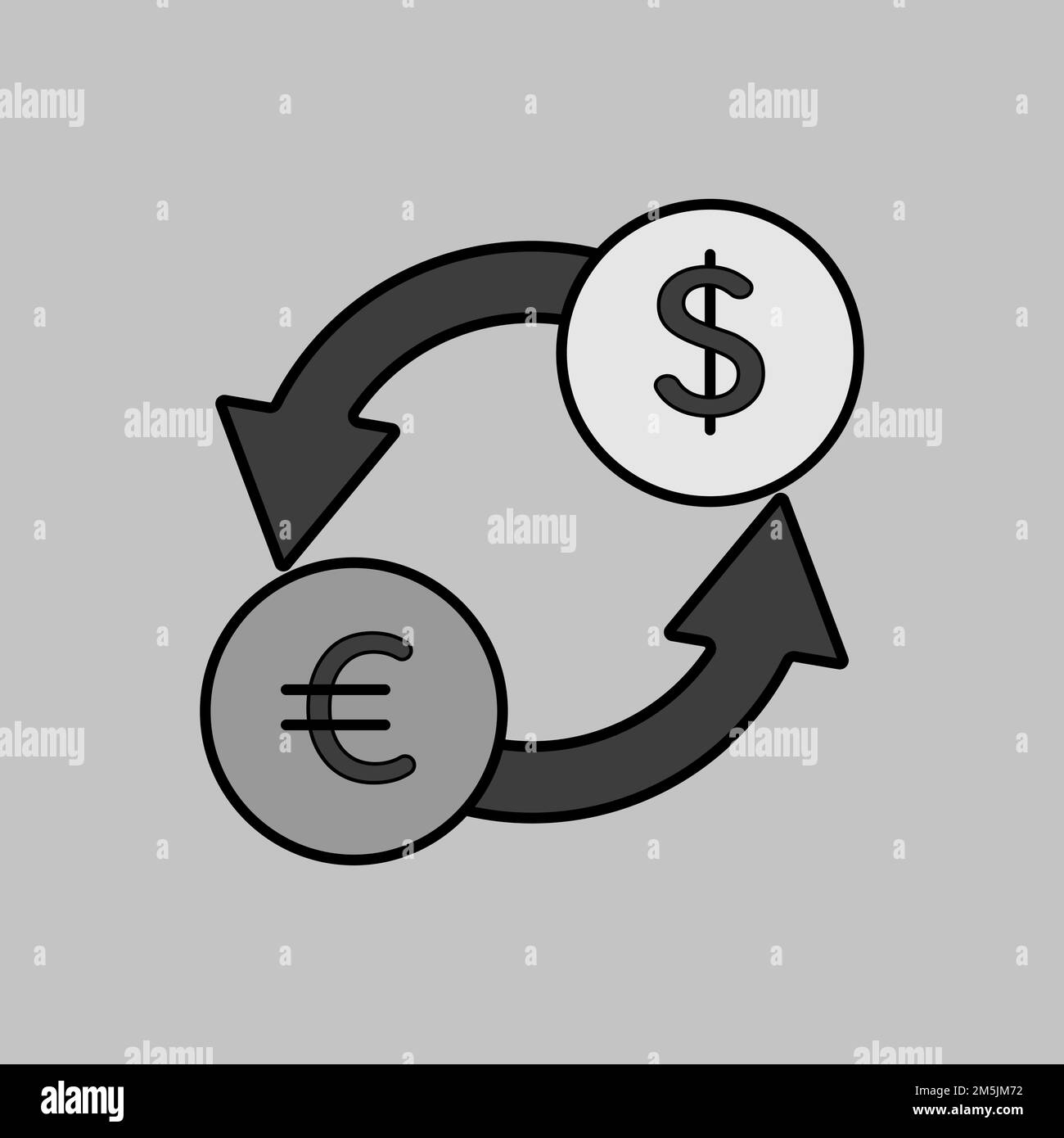 Currency exchange grayscale vector isolated icon. Graph symbol for ...
