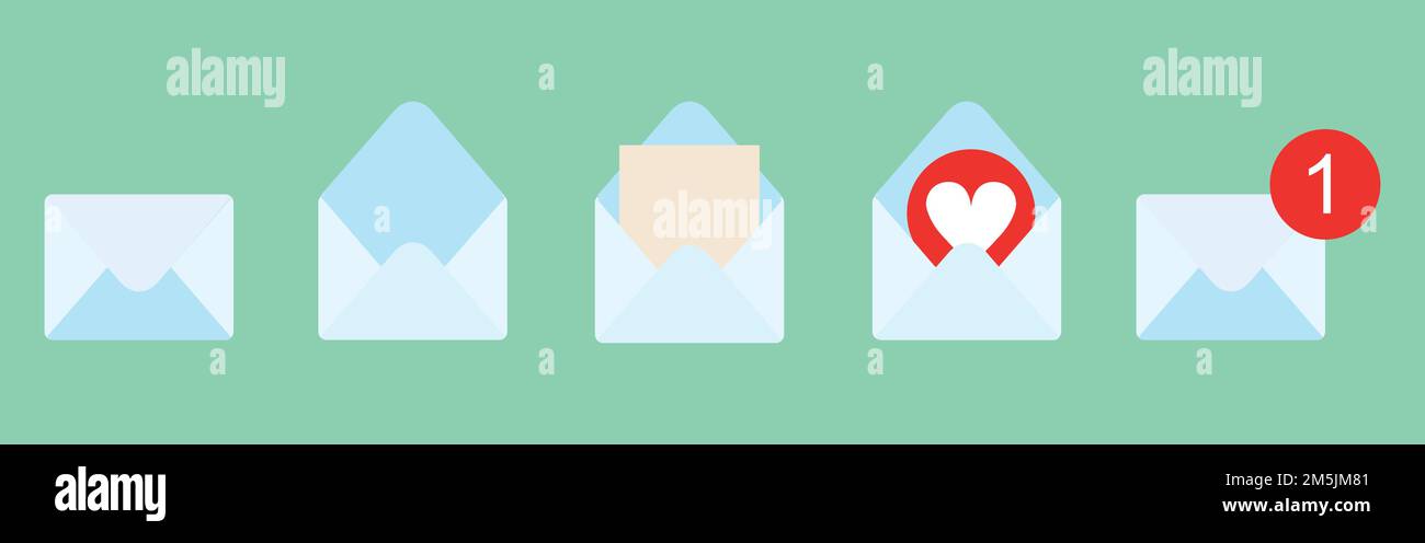 The e-mail notification signs pack - the vector set of envelope icons ...