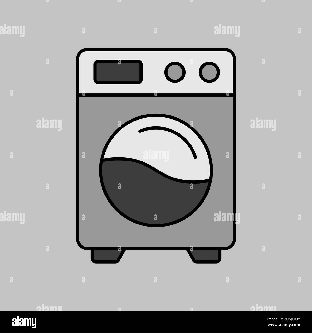 Washing machine grayscale vector isolated icon. Graph symbol for ...