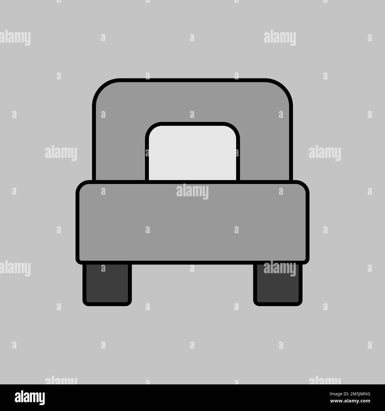 Single bed flat vector grayscale icon. Graph symbol for travel and ...