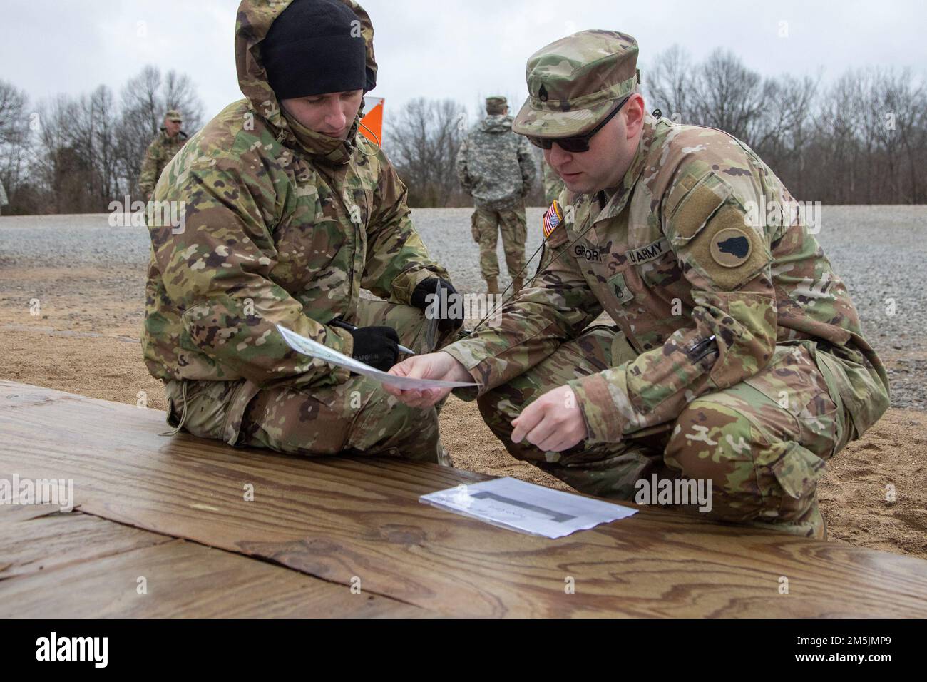 Soldiers from 4th Battalion, 399th Regiment, plot points from a ten ...