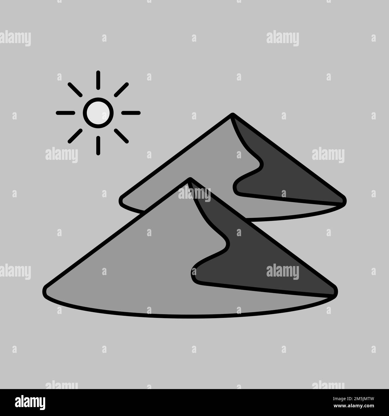 Sand dunes vector isolated grayscale icon. Nature sign. Graph symbol ... Sand dunes vector isolated grayscale icon. Nature sign. Graph symbol ...