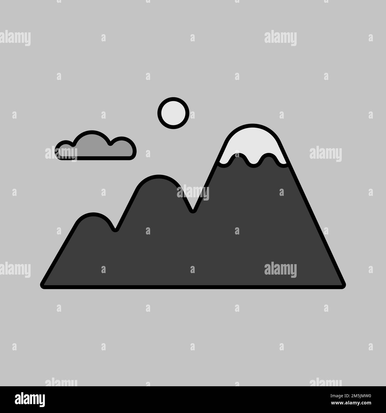 Mountains vector isolated grayscale icon. Nature sign. Graph symbol for ...