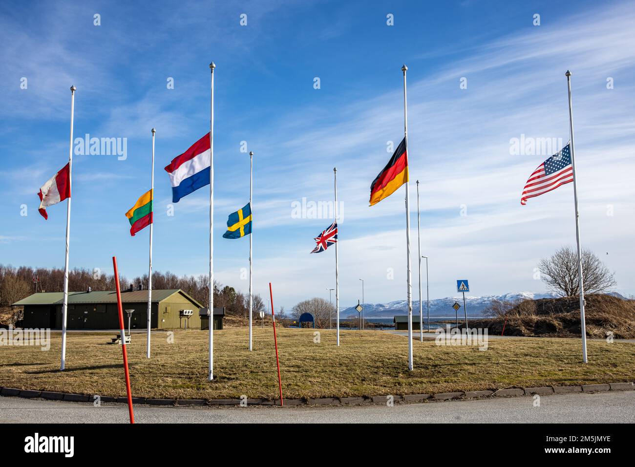 The U.S. Flag, along with other flags from NATO allied and partner ...