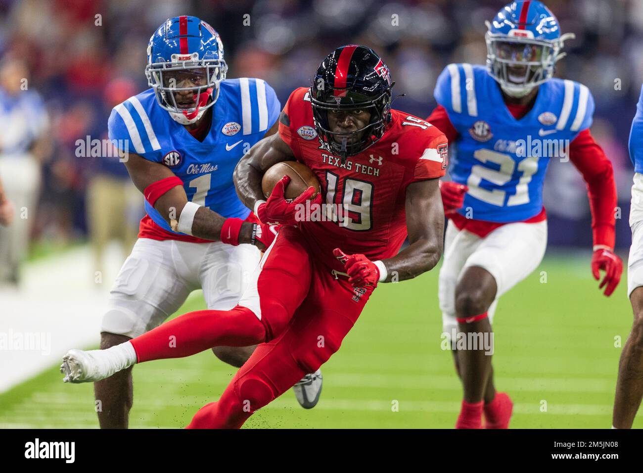 Texas Tech Red Raiders wide receiver Loic Fouonji (19) carries the ball ...