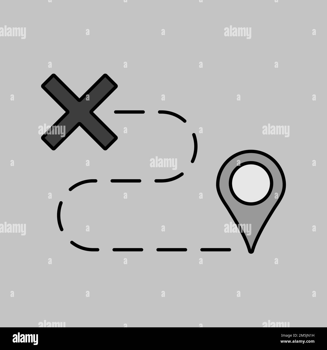 Route vector grayscale icon. Navigation sign. Graph symbol for travel ...