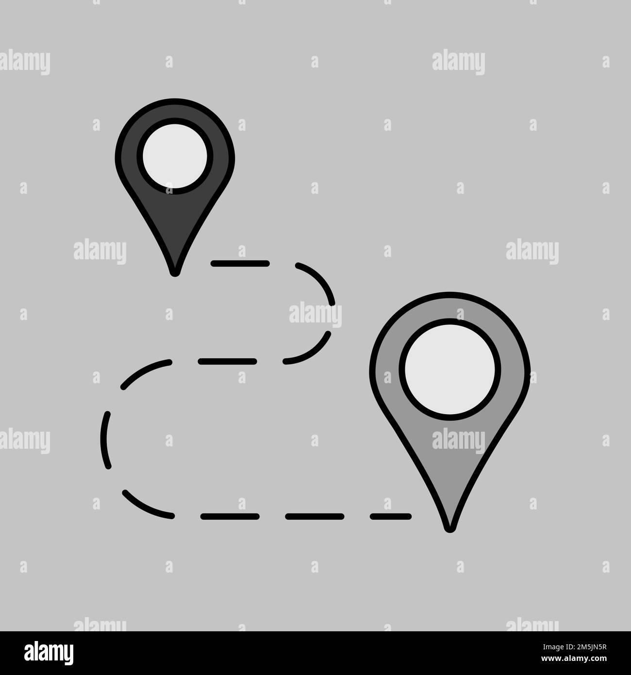 Route vector isolated grayscale icon. Navigation sign. Graph symbol for ... Route vector isolated grayscale icon. Navigation sign. Graph symbol for ...