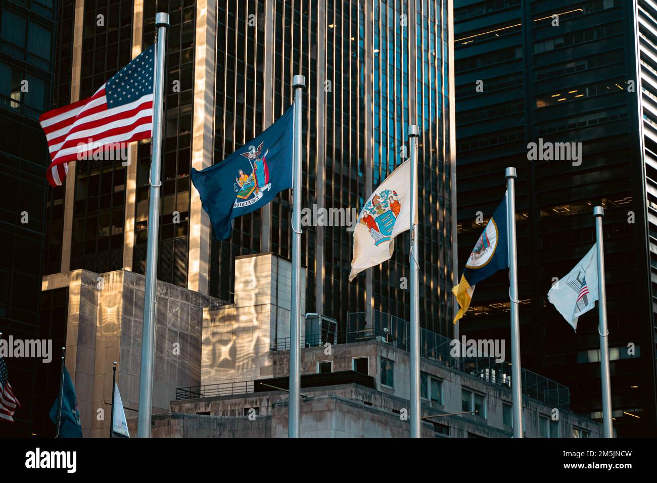 Row american flags in street hi-res stock photography and images - Alamy