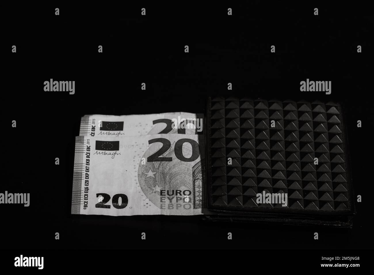 20 Euro money banknotes in black wallet isolated Stock Photo - Alamy