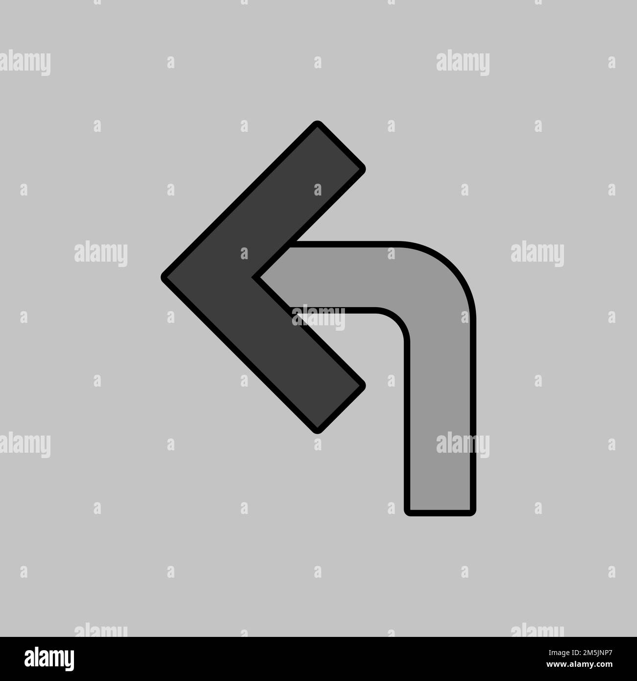 Turn left arrow vector isolated grayscale icon. Navigation sign. Graph symbol for travel and ...