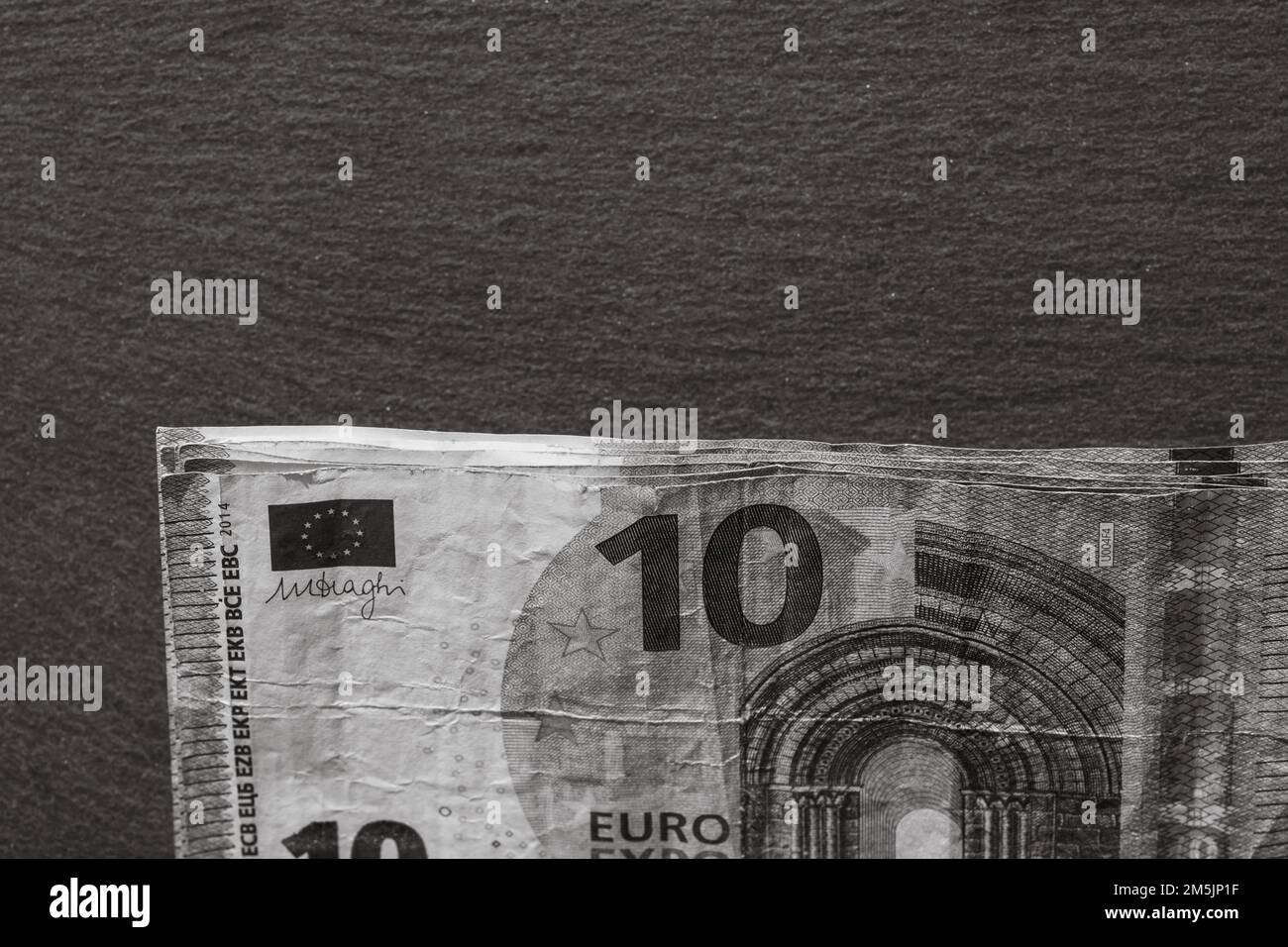 Selective focus on detail of euro banknotes. Close up macro detail of ...