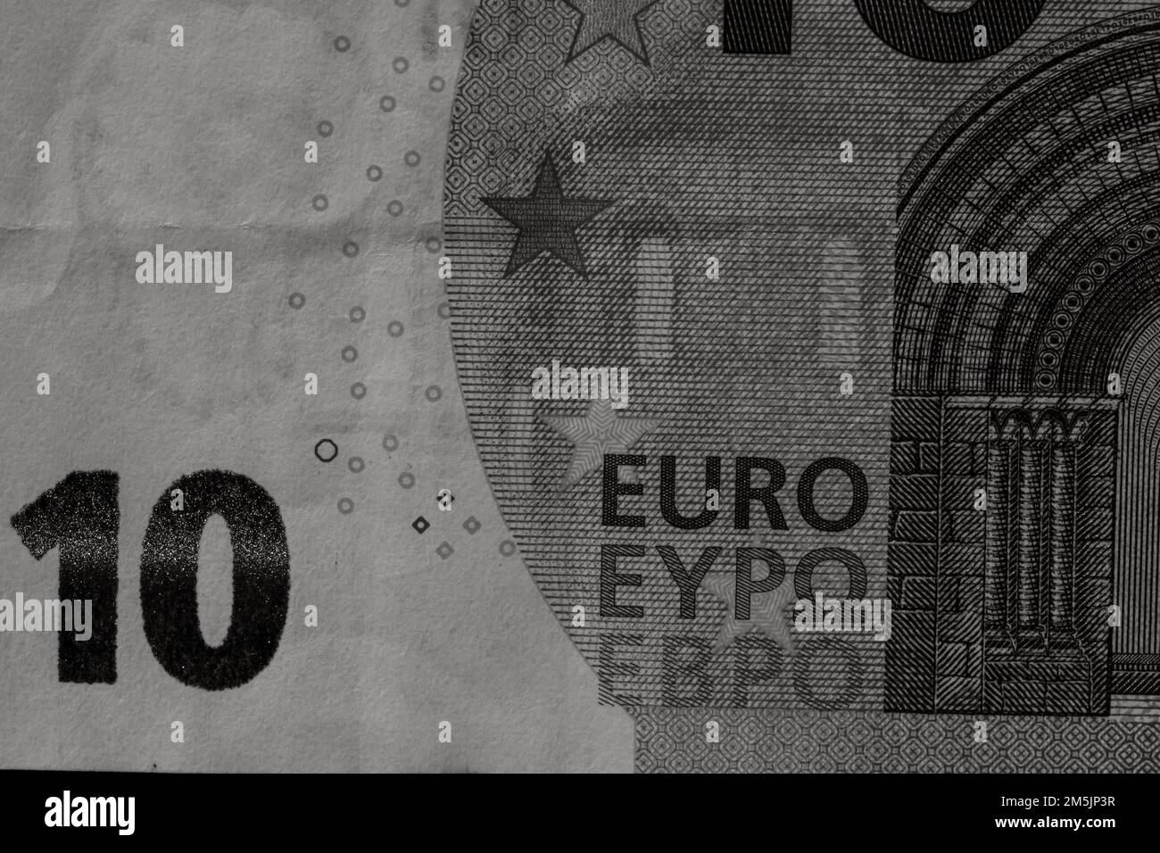 Selective focus on detail of euro banknotes. Close up macro detail of ...
