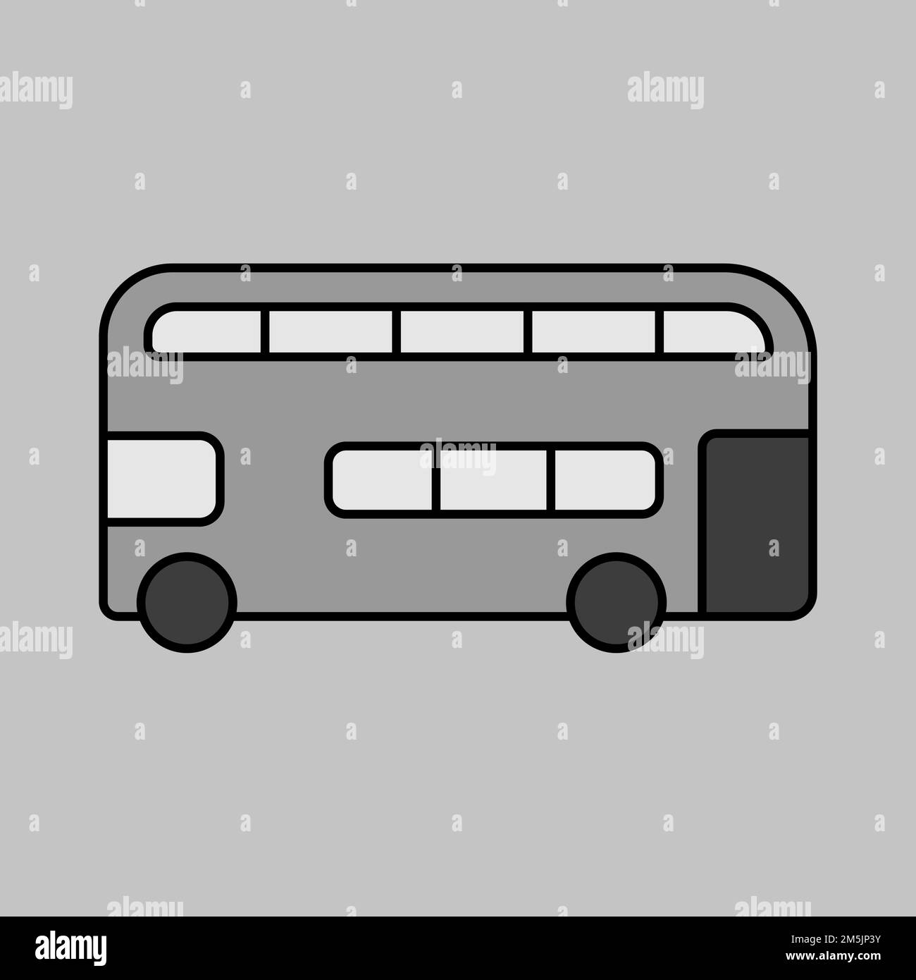 Double decker bus grayscale vector icon. Graph symbol for travel and ...