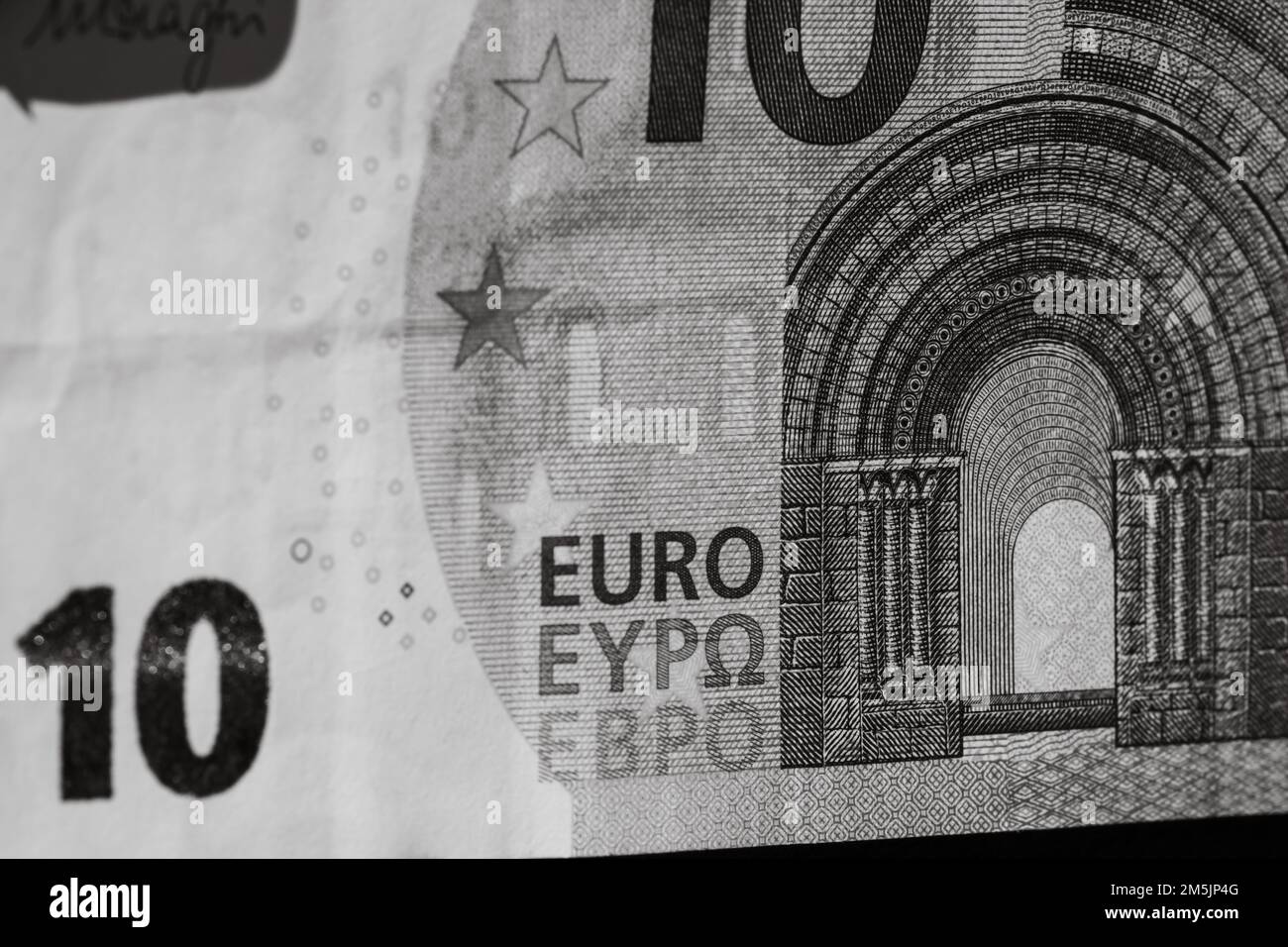 Selective focus on detail of euro banknotes. Close up macro detail of ...