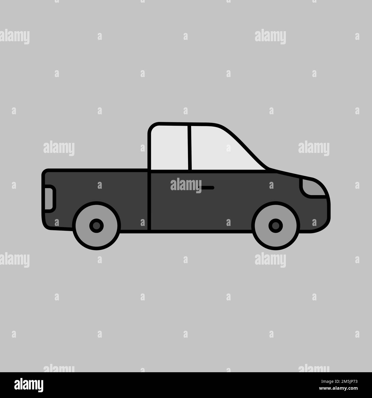 Pickup car grayscale vector icon. Graph symbol for travel and tourism ...