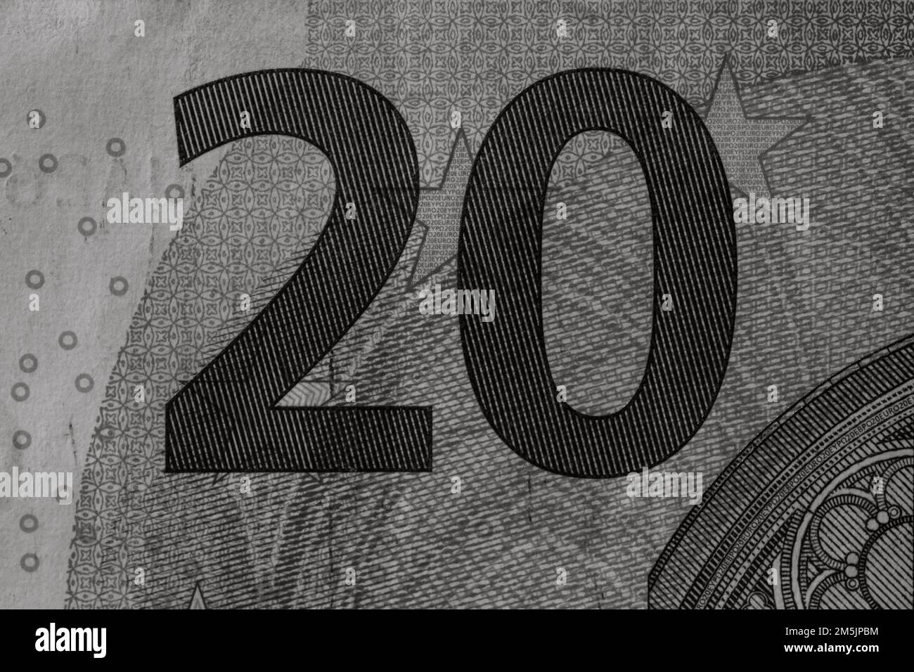 Selective focus on detail of euro banknotes. Close up macro detail of ...