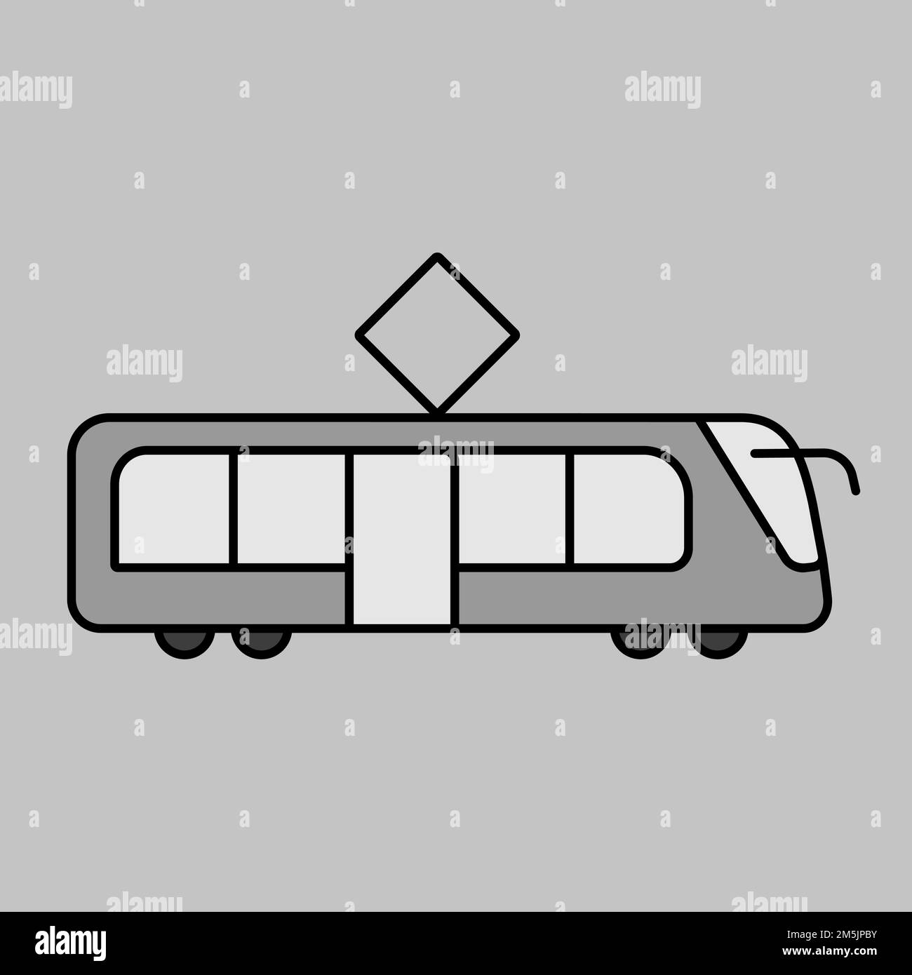 City tram grayscale vector icon. Graph symbol for travel and tourism ...