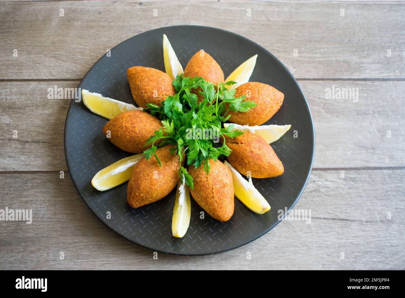 Traditional Turkish Food; "icli kofte", fried bulgur and minced meat ...