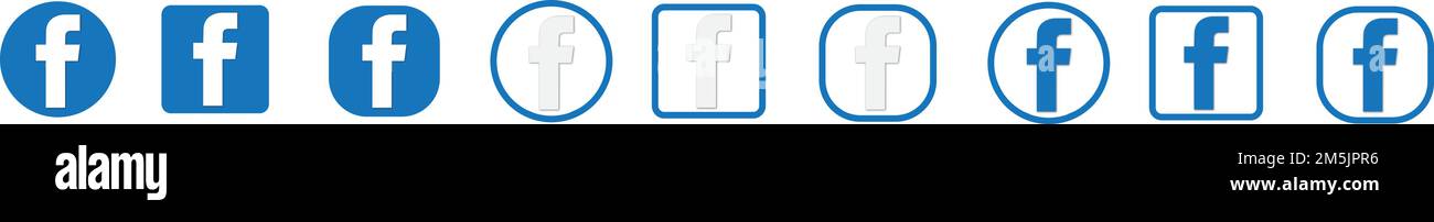 An editable set of Facebook logo designs isolated on white background ...