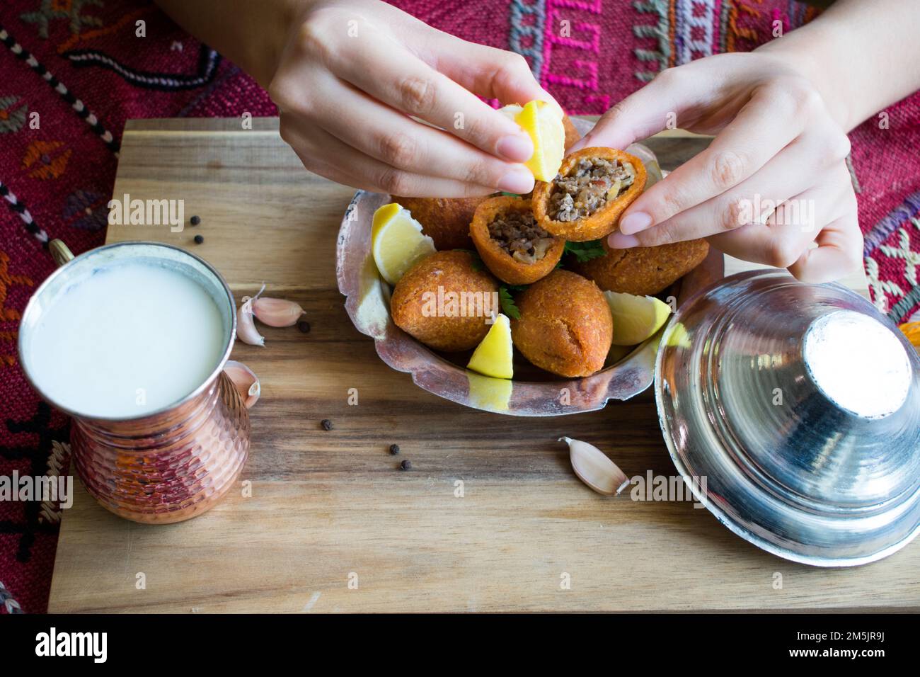 Traditional Turkish Food; "icli kofte", fried bulgur and minced meat ...