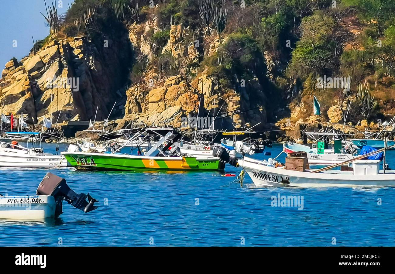 Puerto Escondido Oaxaca Mexico 16. December 2022 Fishing boats at the ...