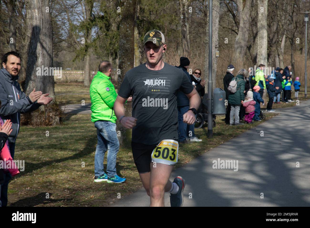 Capt. Chuck Leonard speeds to the finish line during the Bad Windsheim ...
