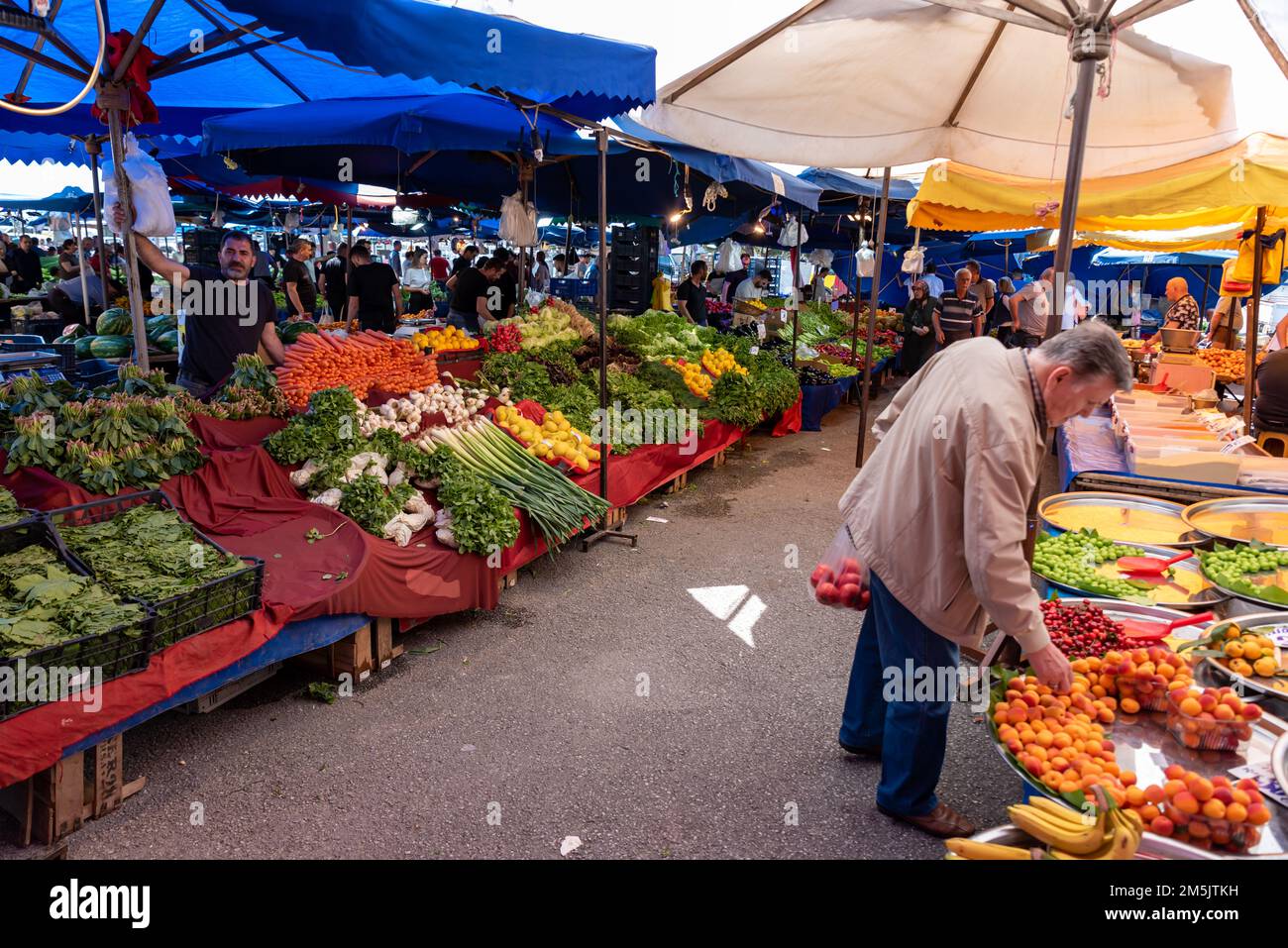 Bursa , Turkey May 22 2022 : Fresh organic fruits at farmers local ...