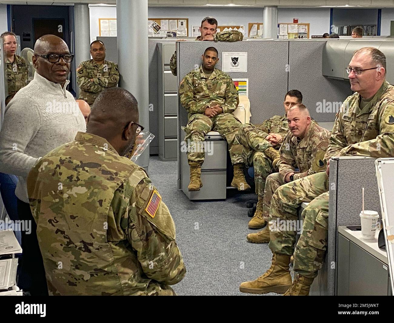 Retired Master Sgt. Harry Bowles, talks with Soldiers from 4th ...