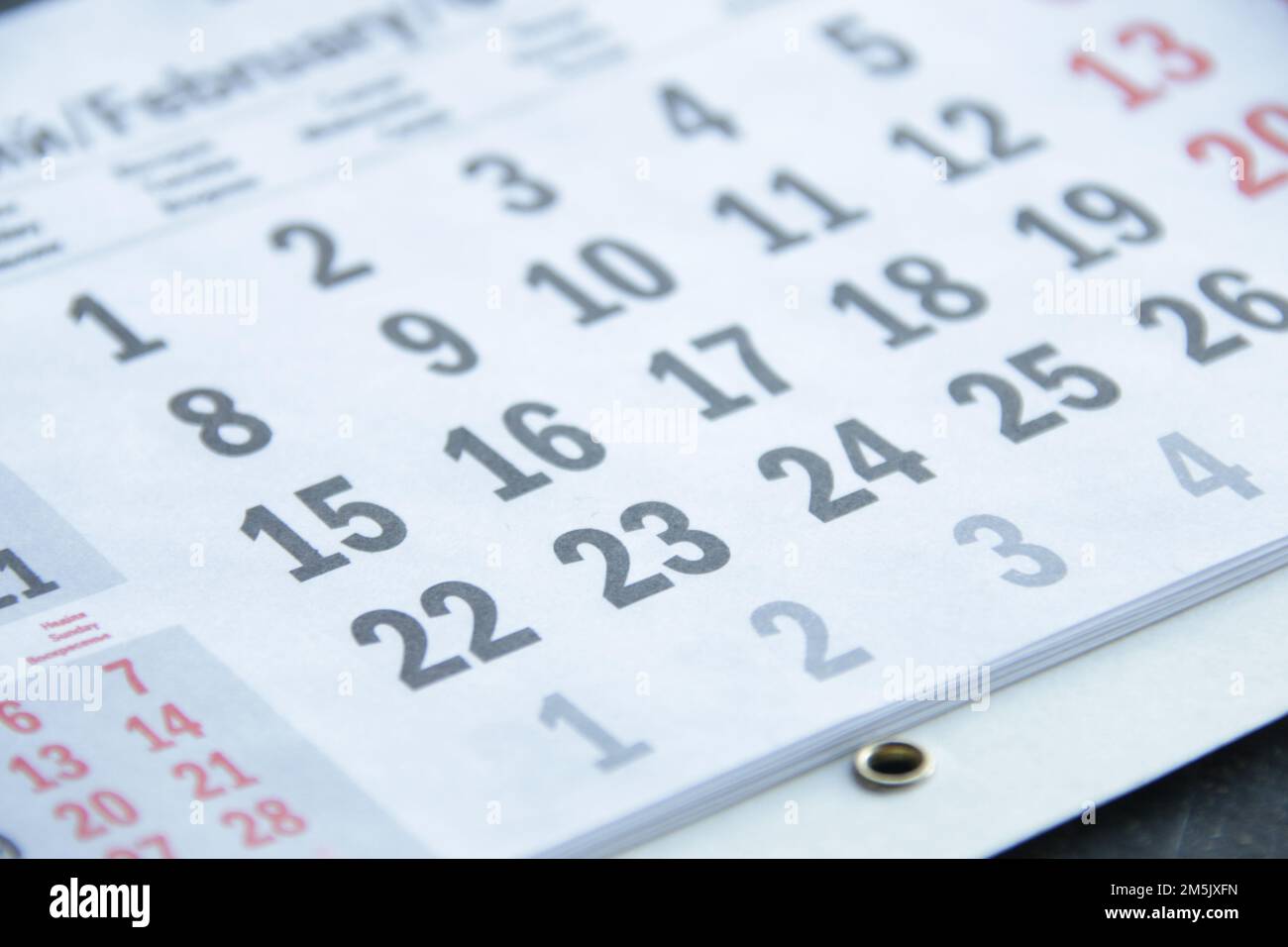 Calendar page with date. Calendar sheet Stock Photo - Alamy