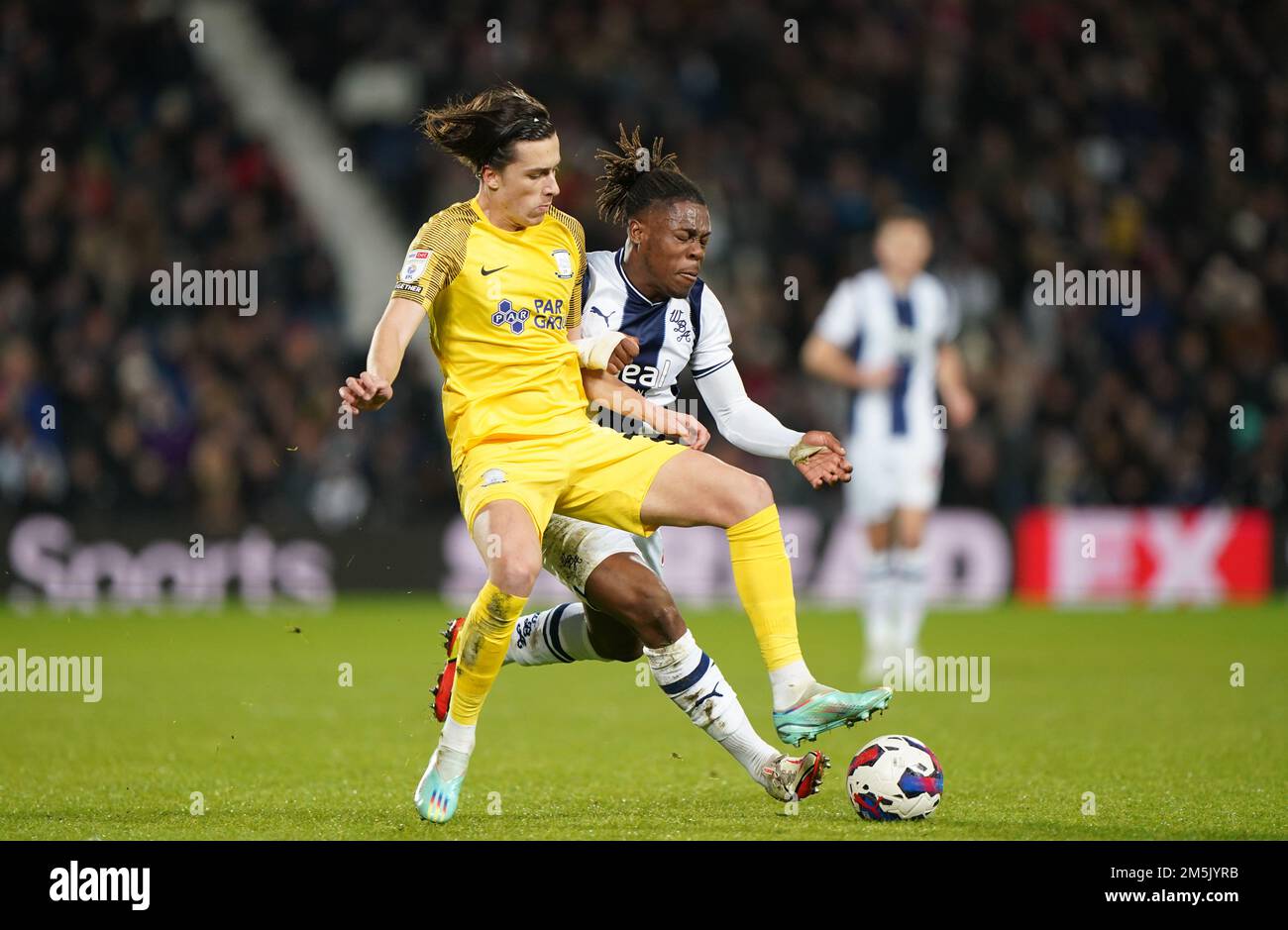 Preston North End's Alvaro Fernandez (left) and West Bromwich Albion's ...