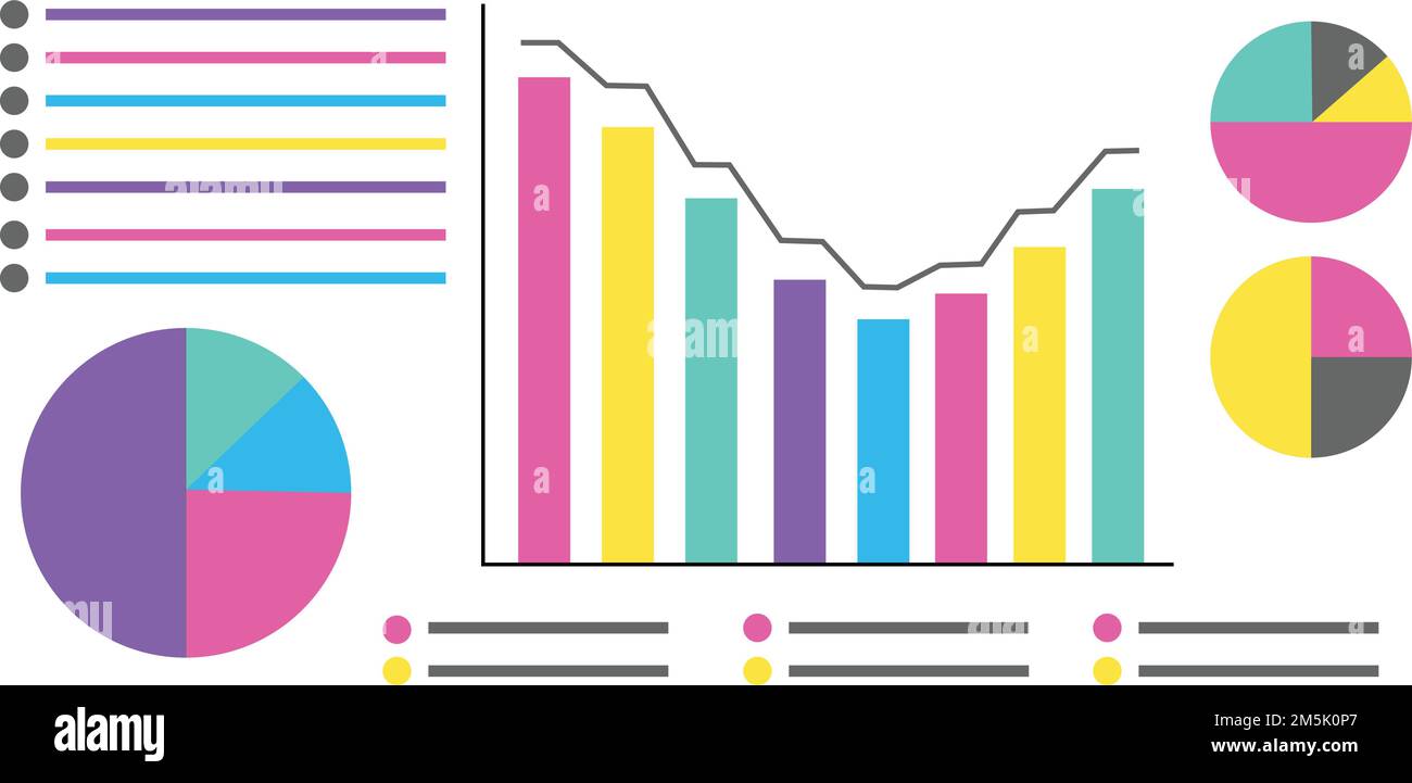 Big Infographics set. Vector Illustration of different charts and graphs in bright colors ...